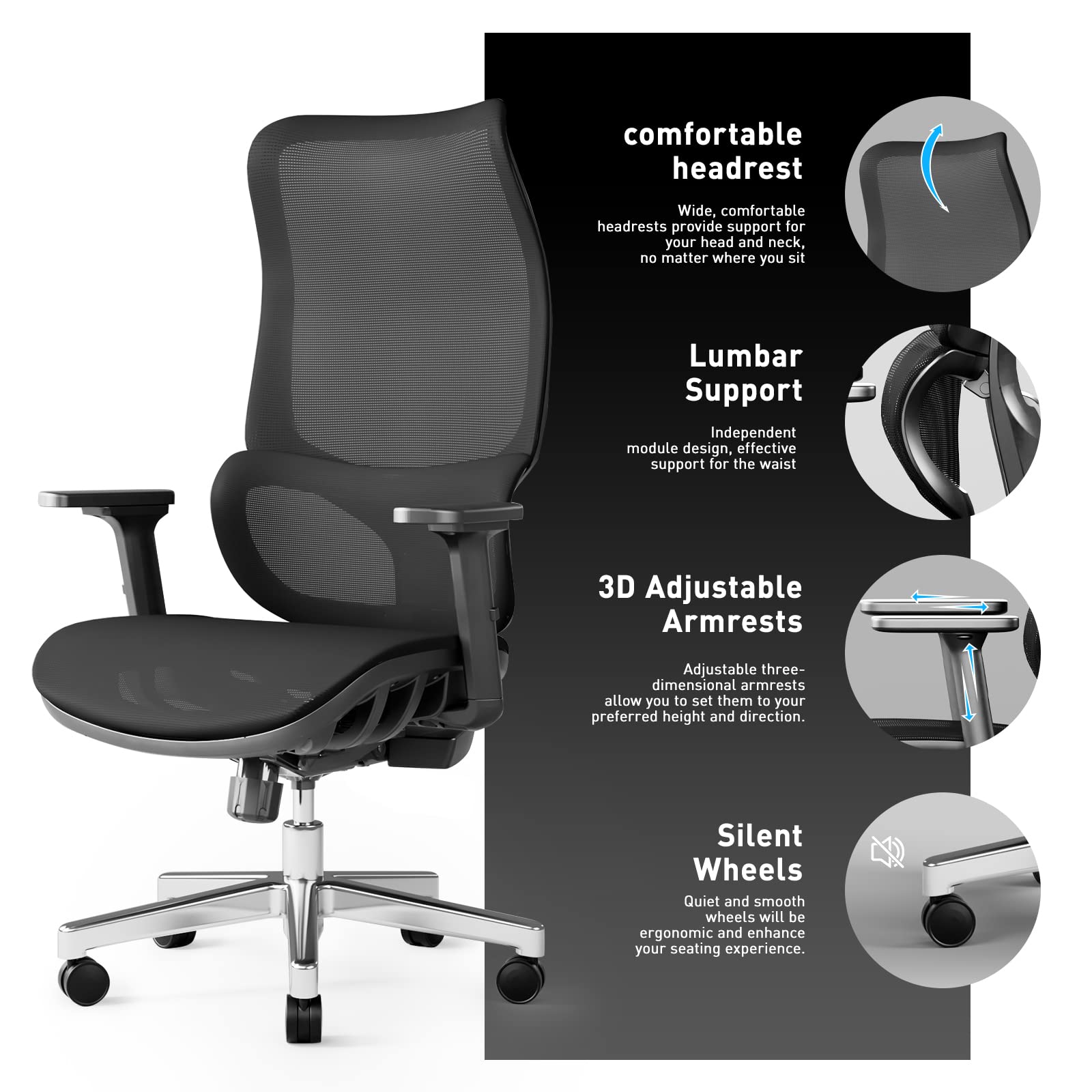 Snapklik.com : JOYFLY Ergonomic Office Chair, Mesh Home Office Chair ...
