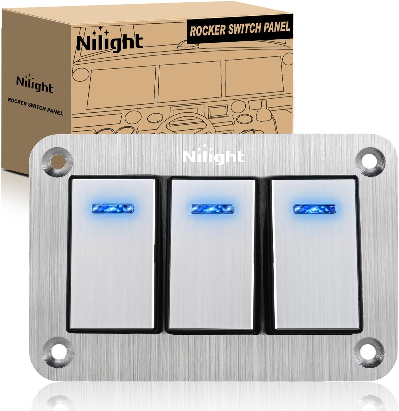 Amazon.com: Nilight 3 Gang Rocker Switch Panel 3 Pin On Off Pre-Wired ...