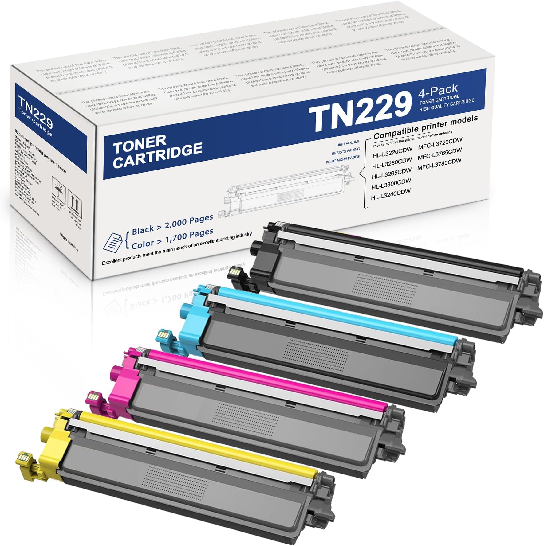 Amazon.com: TN229XL Toner Cartridges High Yield (4-Pack) Black/Cyan ...