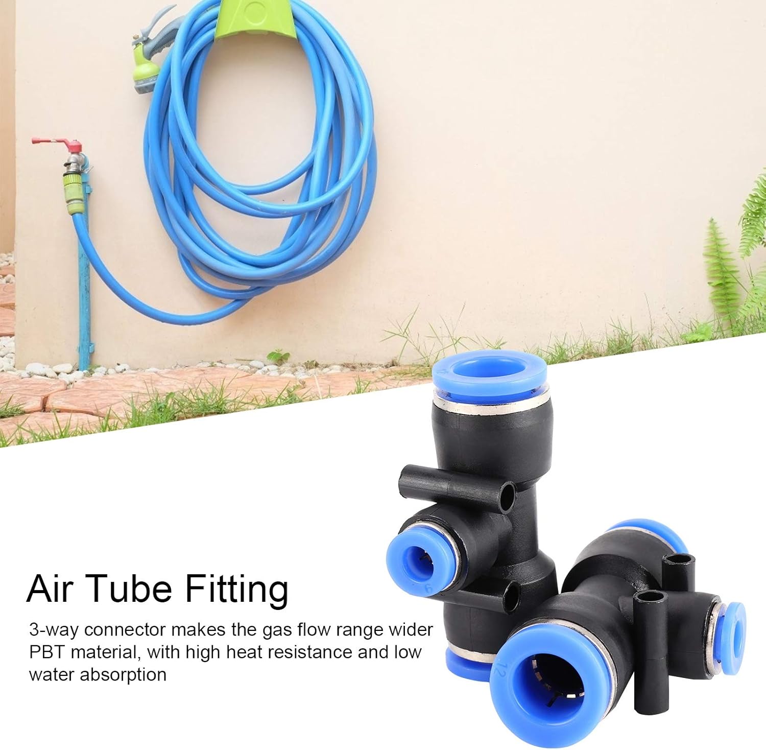 50Pcs Quick Connector PEG12‑6‑12 3‑Way PU Air Pipe Plastic PBT ...