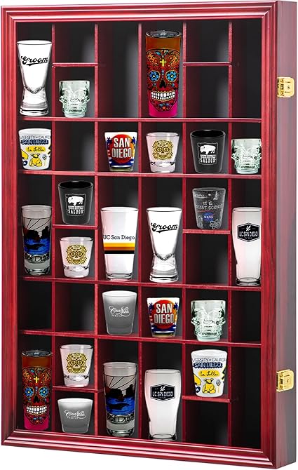 Amazon.com: Furnishh 36 Slots Shot Glass Display Case with Lockable ...
