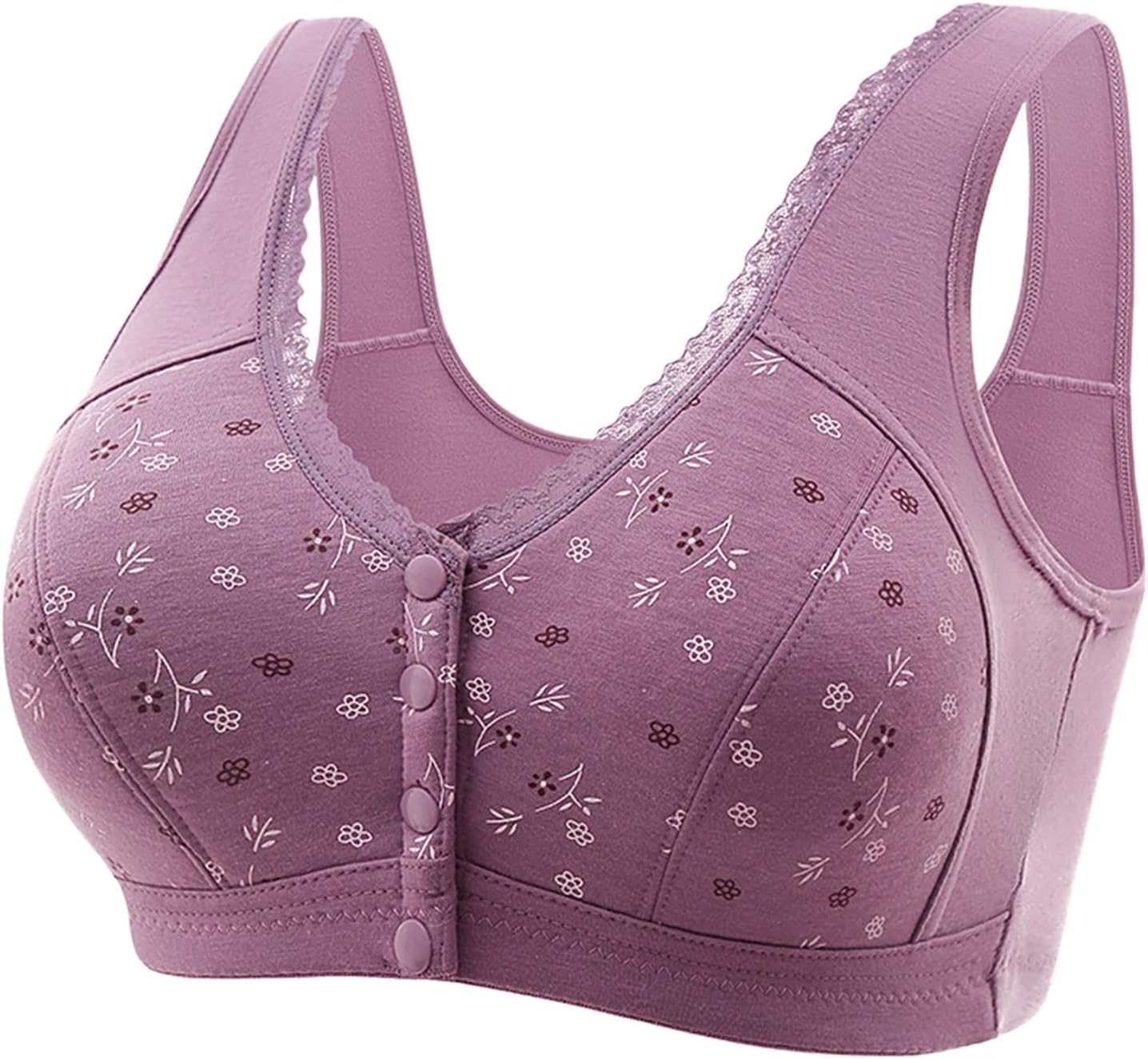 Comfortable Bra for Seniors Front Close Button No Underwire Everyday ...