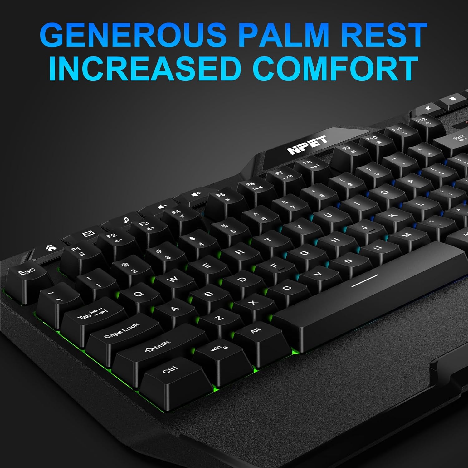 ایگرد | قیمت و خرید NPET K32 Wireless Gaming Keyboard RGB with Wrist Rest - Long-Lasting ...