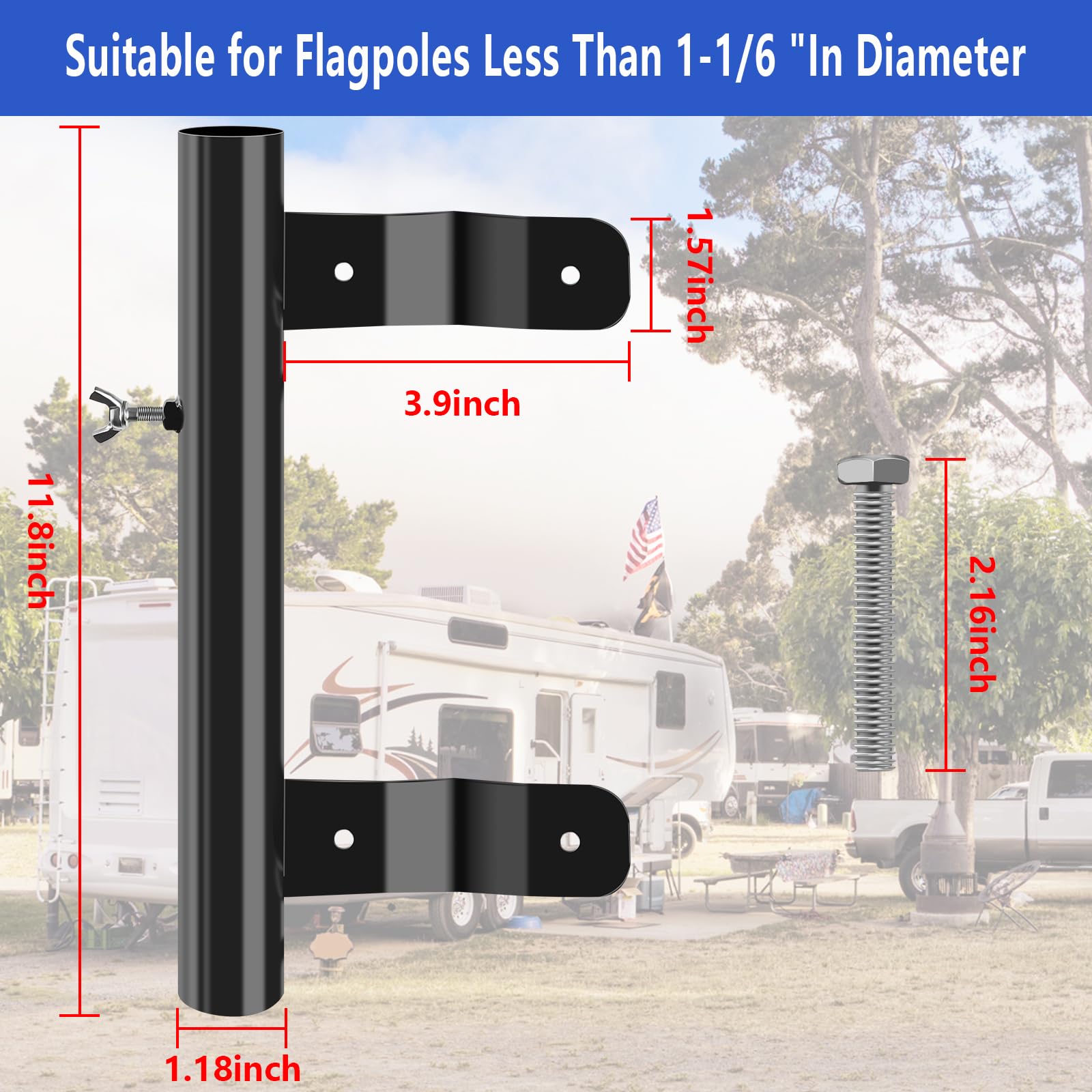 Snapklik.com : RV Ladder Flag Pole Mount, Adjustable Flag Pole Holder ...