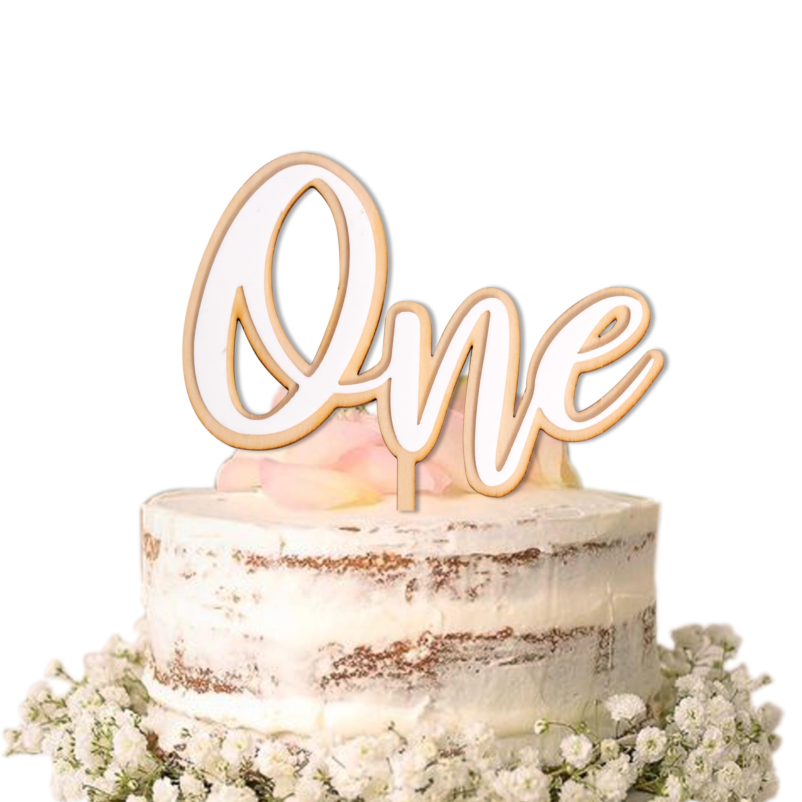 Amazon.com: White One Cake Topper - First Birthday Cake Topper ...