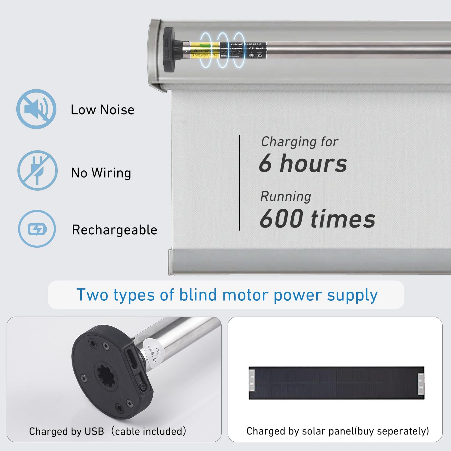 Snapklik.com : AM15 Rechargeable Roller Shade Motor For 17/25/28mm Tube ...