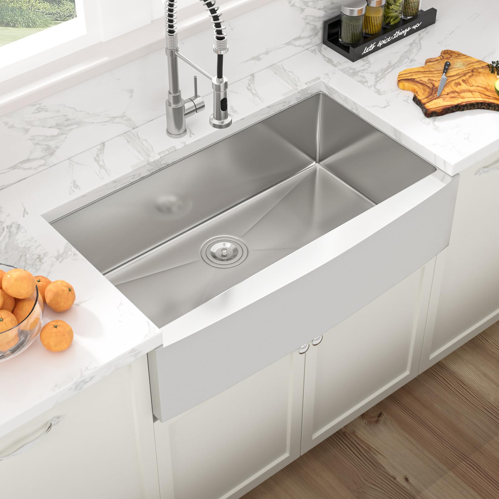 Snapklik.com : 36 Stainless Steel Farmhouse Sink- 36x21 Inch Kitchen ...