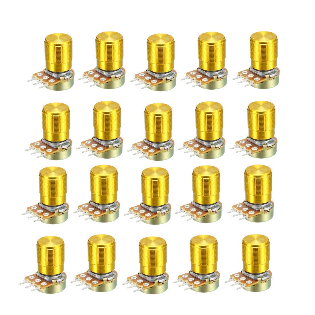 Uxcell 20k Ohm Single Turn Rotary Film Potentiometer Variable Resistors ...
