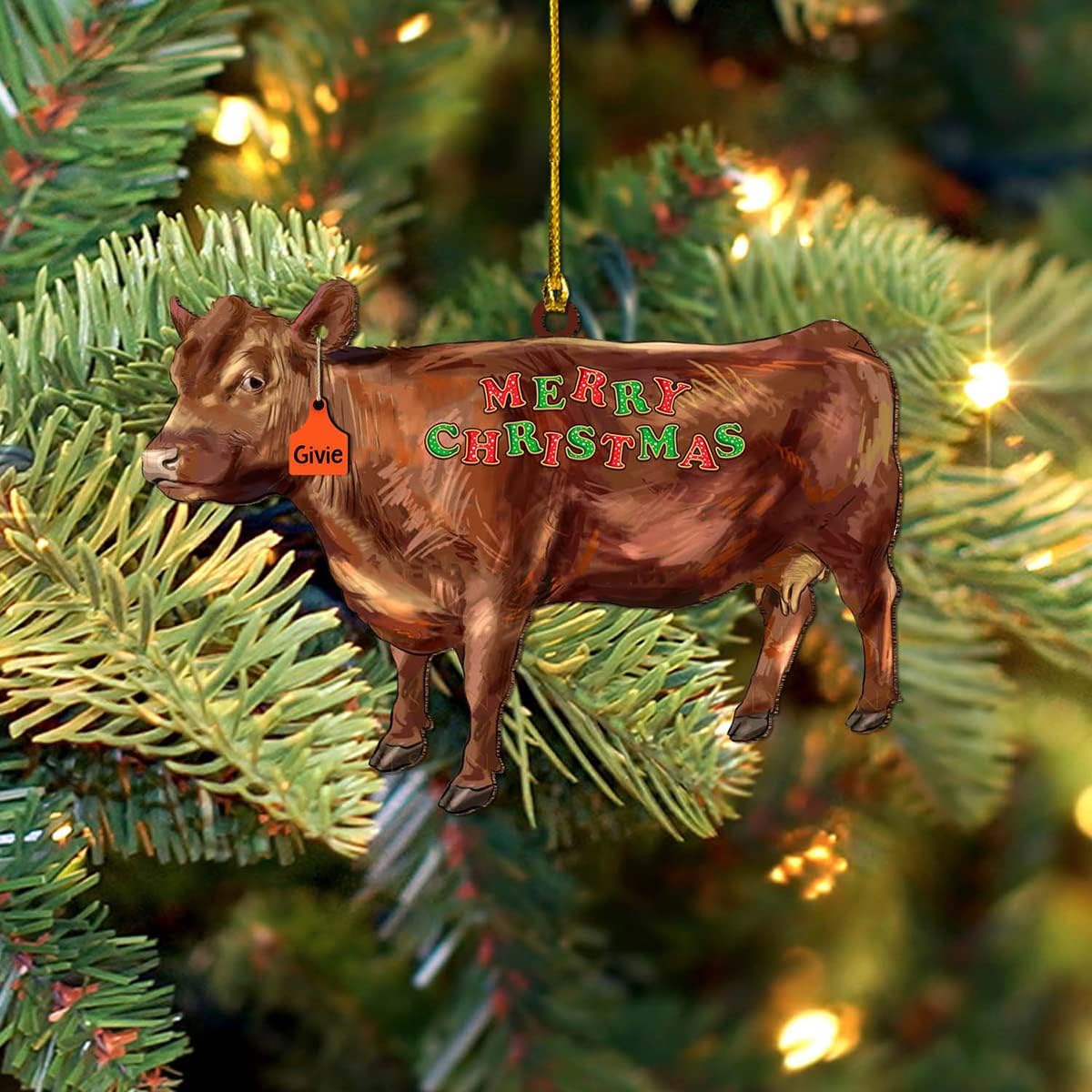 Amazon.com: Personalized Custom Red Angus Cattle Cow Ornaments for ...