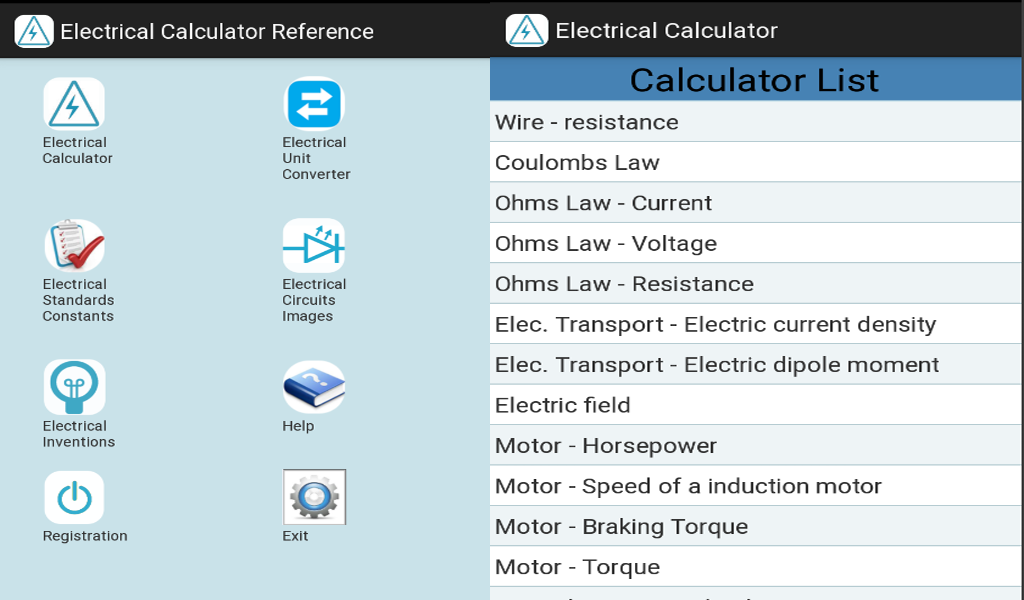 Electrical Calc Ref (free) - App on Amazon Appstore