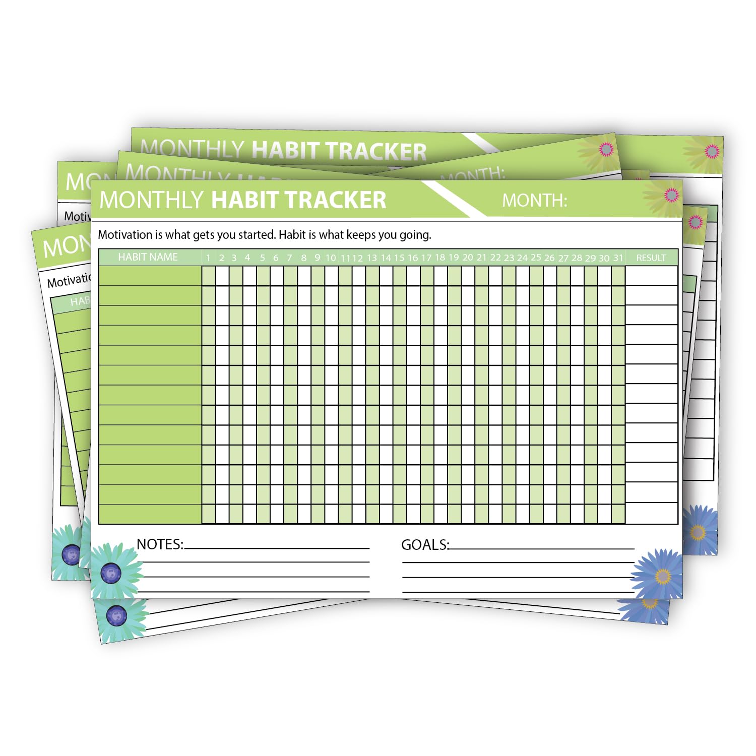 Monthly Habit Tracker Undated Calendar (12 Sheets/A4 Size) For Goal ...