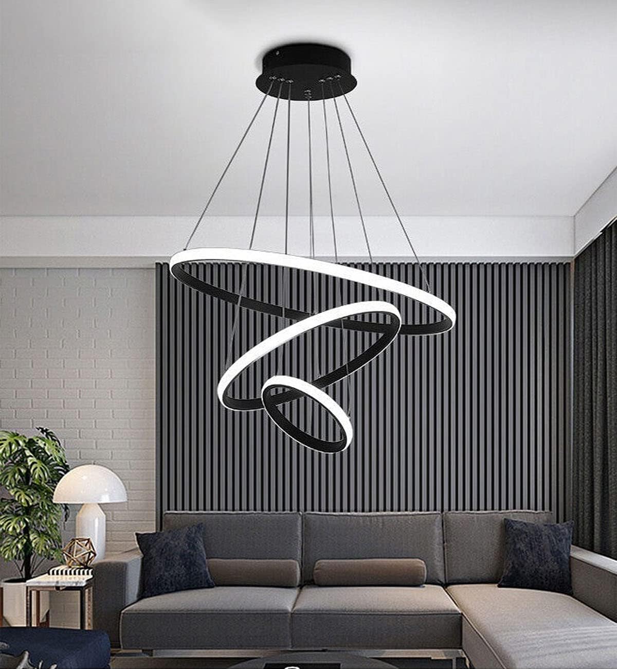 C&C Home Smart Modern LED Pendant Light, 3 Rings LED Chandeliers ...