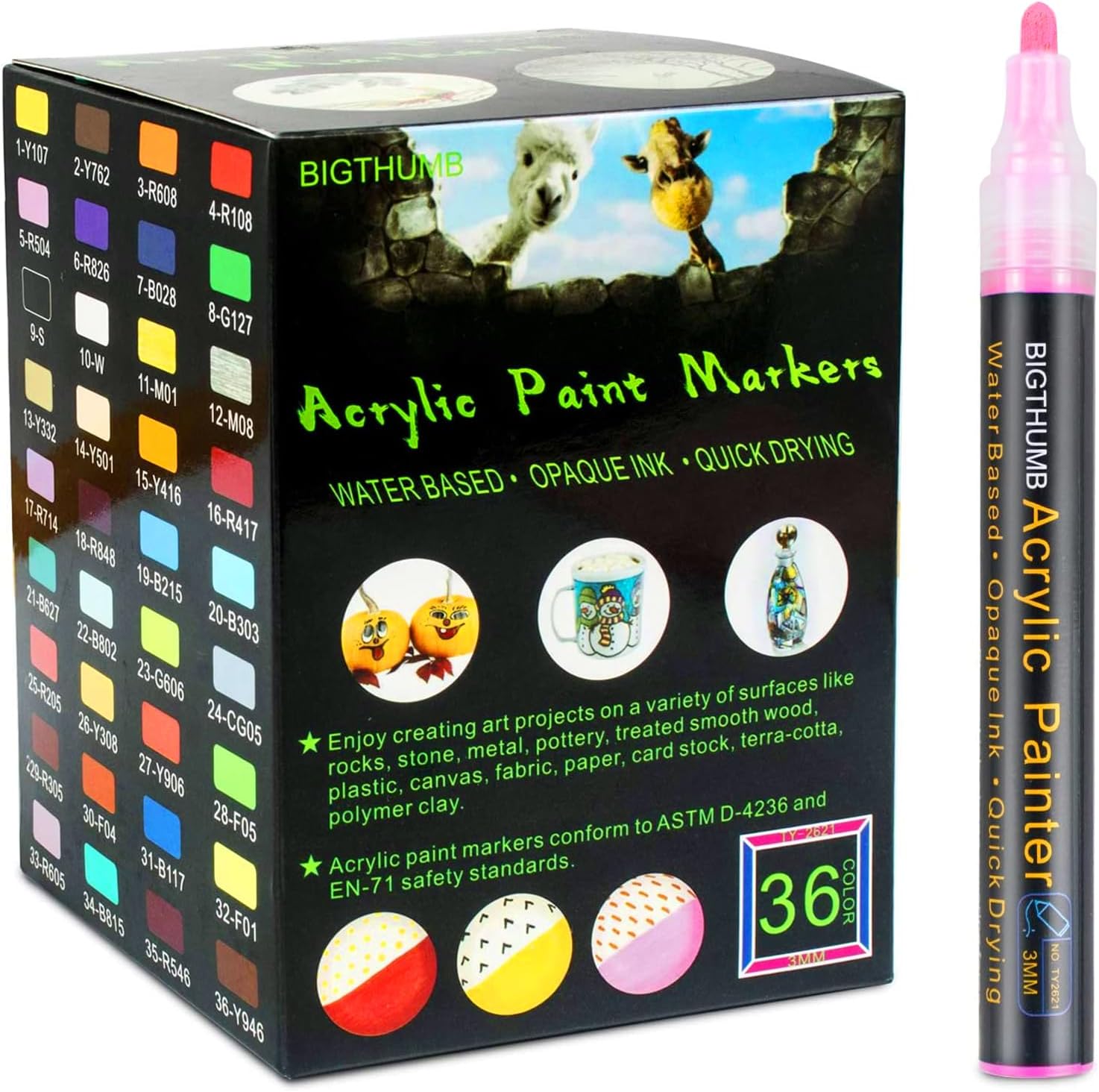 AivaToba Acrylic Paint Pens for Rock Painting Kit, 18 Colors Paint ...