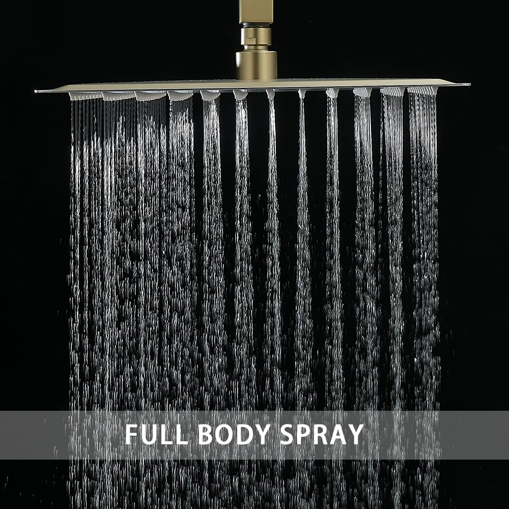 Snapklik.com : Heable Shower System Brushed Gold Bathroom 10 Inch Rain ...