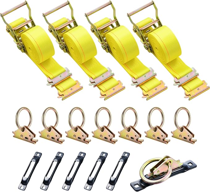 Amazon.com: Trekassy 15ft E Track Ratchet Straps-4 Pack, 8 E-Track O ...