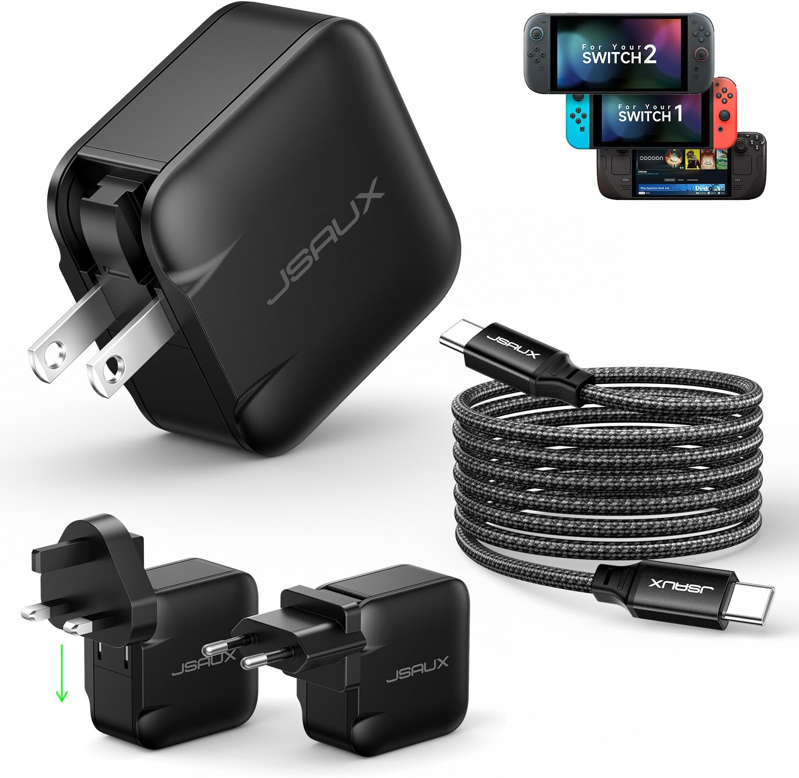 Amazon.com: Steam Deck Charger - OEM Style 45W USB C PD 3.0 Fast ...