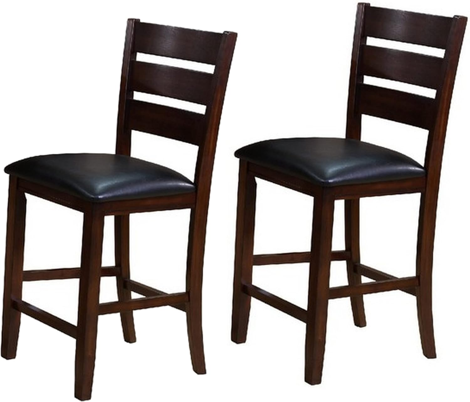 Amazon.com: Benjara Leatherette Wooden Counter Chair with Ladder Back ...