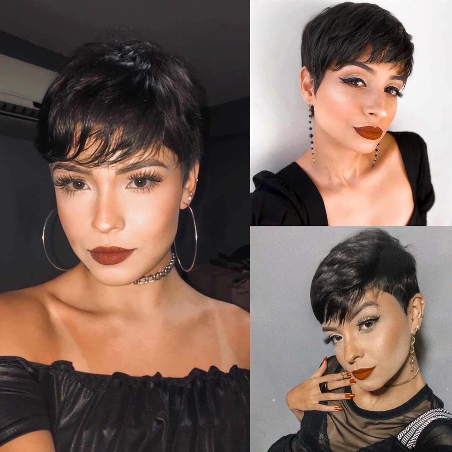 Amazon.com : Pixie Cut Wig Human Hair Short Pixie Cut Wigs for Black ...
