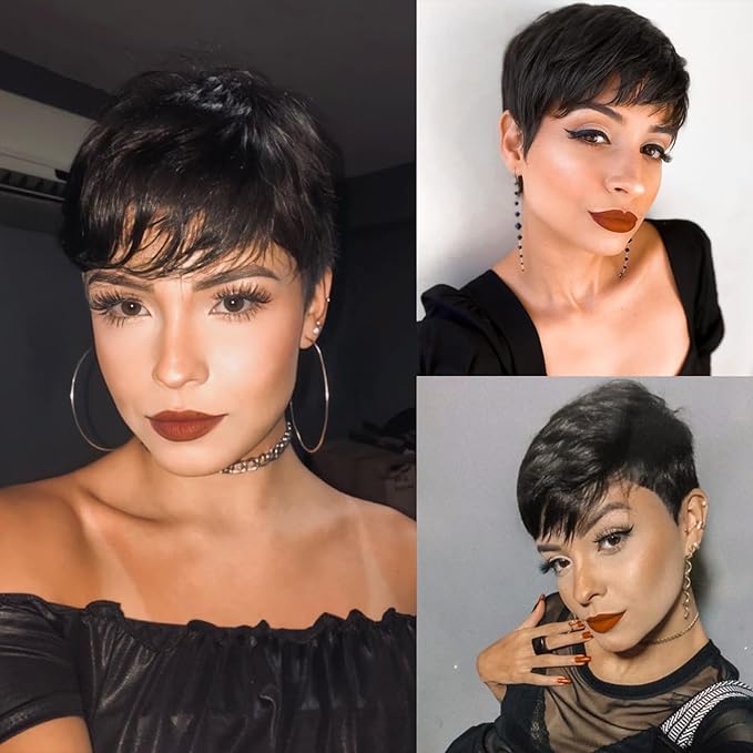 Amazon.com : Pixie Cut Wig Human Hair Short Pixie Cut Wigs for Black ...