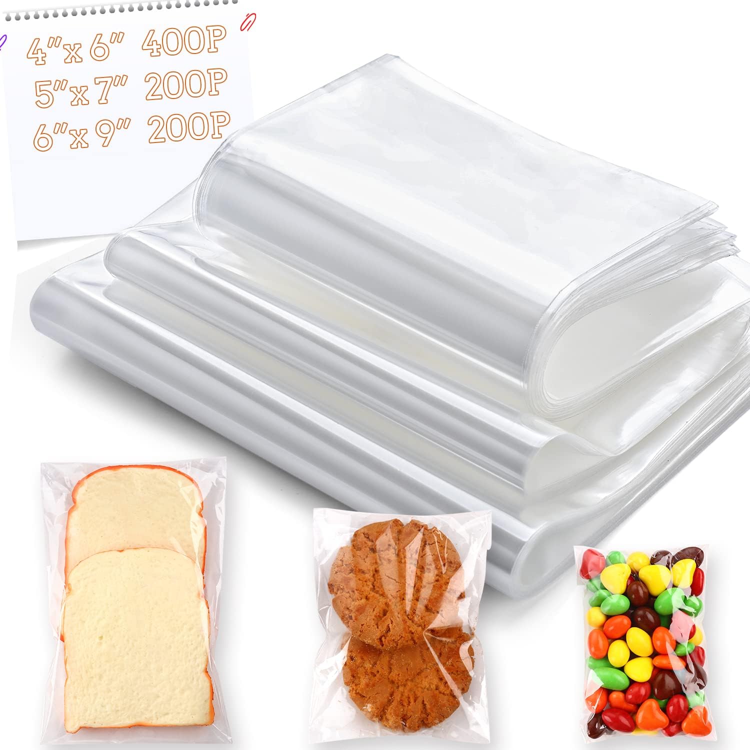 Amazon.com: 800 PCS Clear Re-sealable Cello/Cellophane Bags 3 Sizes ...