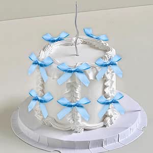 Amazon.com: 12PCS Blue Bow Cake Topper Bowknot Ribbons Coquette Bows ...