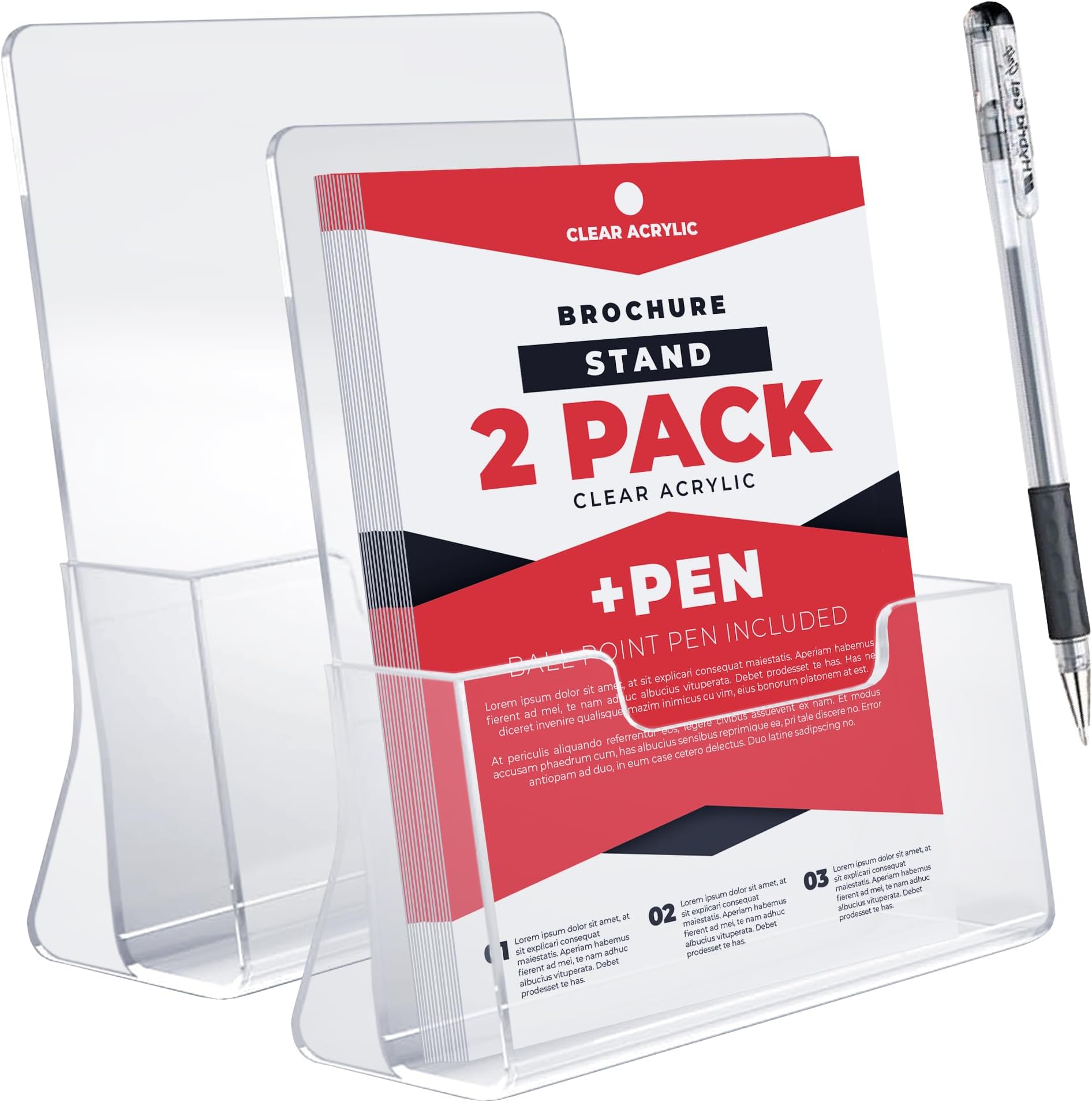 Amazon.com : Generic 2 Pack Acrylic Brochure Holder with Ballpoint Pen ...