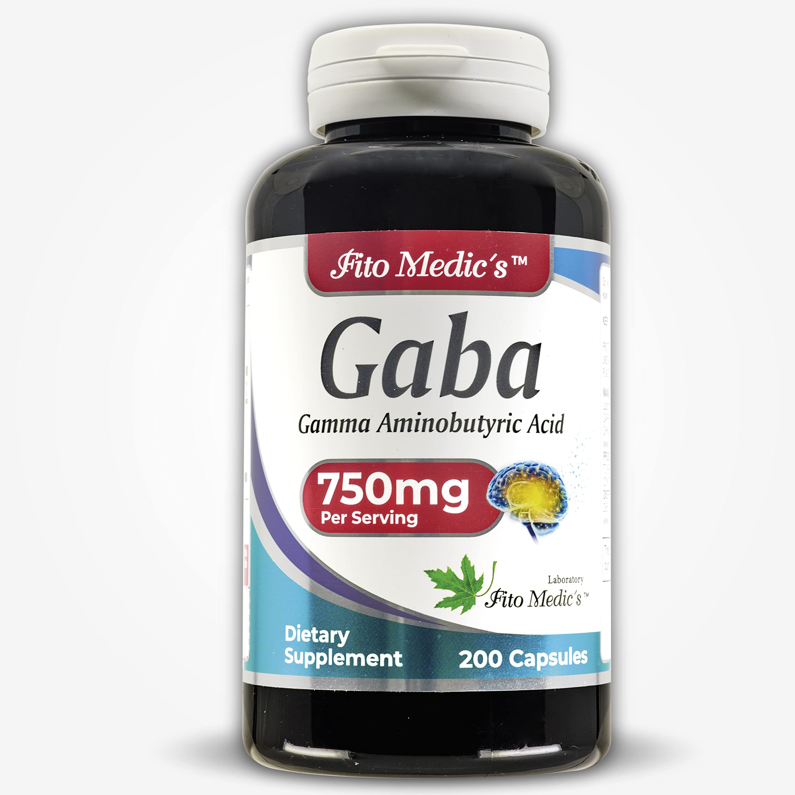 Amazon.com: FITO MEDIC'S Lab- GABA, 750 mg per Serving, 200 Capsules ...