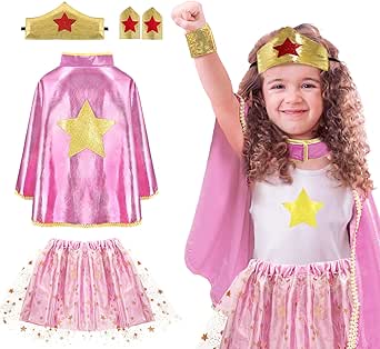Amazon.com: iROLEWIN Wonder Star Superhero-Costumes for Girls Super ...