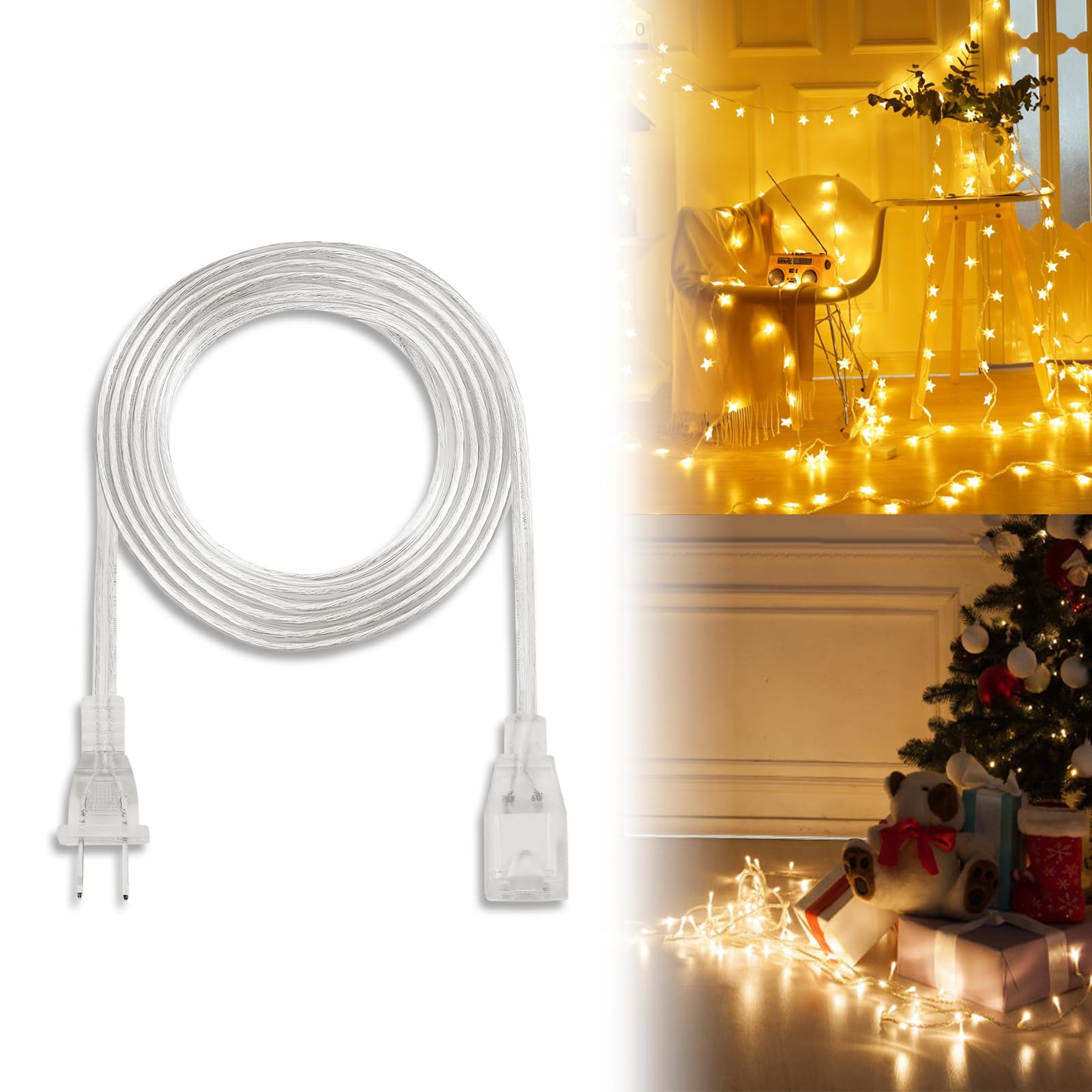 Amazon.com: Clear Extension Cord - 6 FT Male to Female Invisible Indoor ...