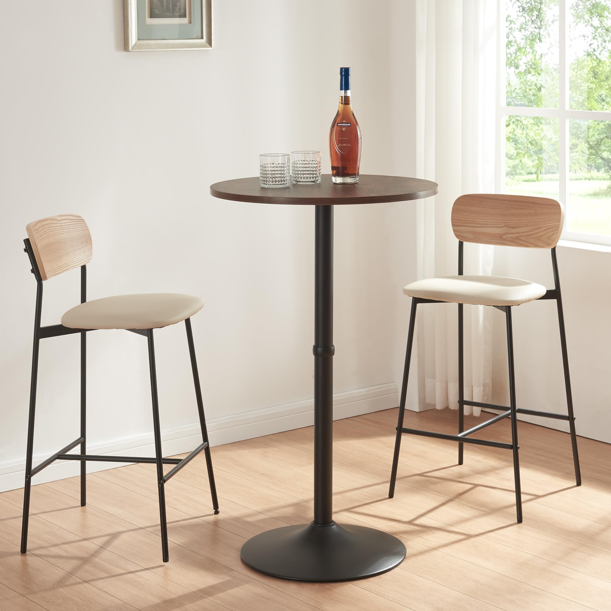 HOMCOM Table de Bar Ronde Table de Bistro Mange-Debout Table de Cuisine ...