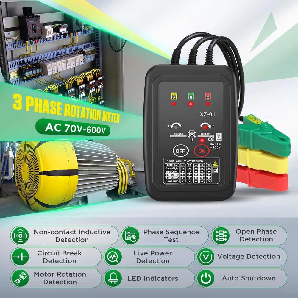 phase rotation meter non-contact 3 phase rotation meter ac 70~
