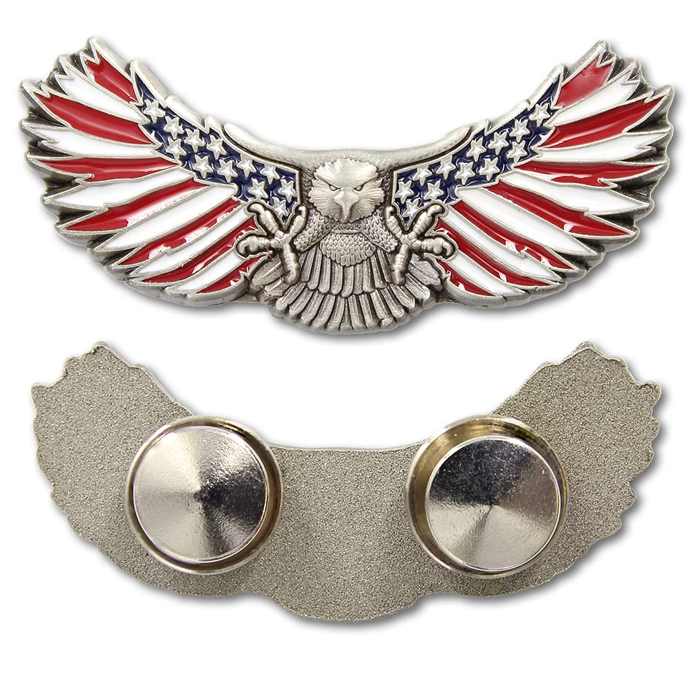 Amazon.com: American Flag Soaring Eagle Lapel Pin : Clothing, Shoes ...