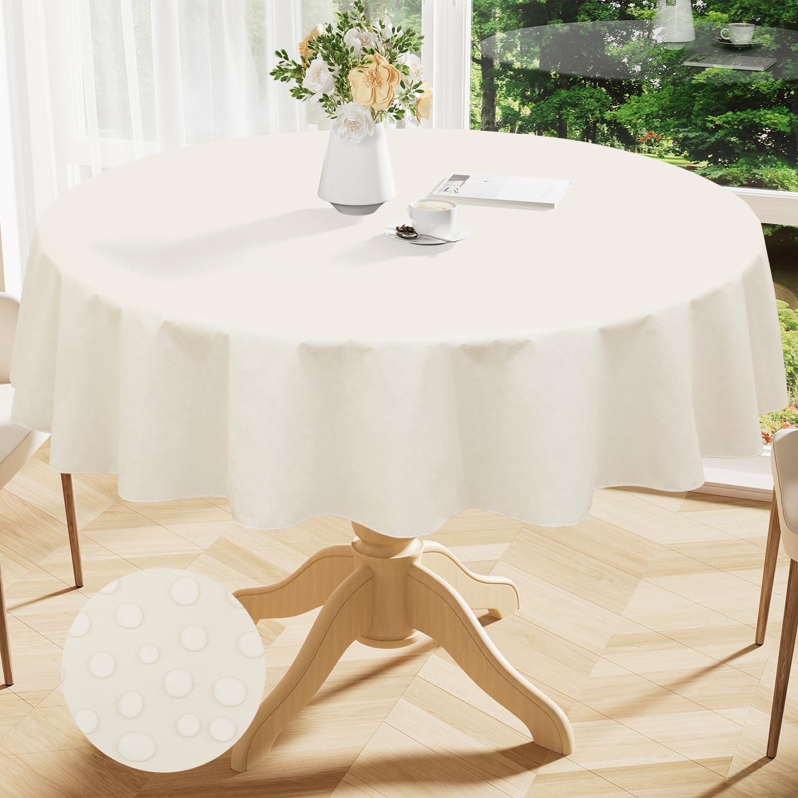 Amazon.com: Smiry Round Table Cloth 60 Inch, Waterproof Wipeable Vinyl ...