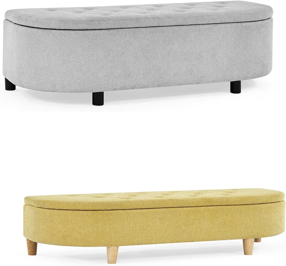 Amazon.com: CANJUXK Storage Ottoman Bench Set of 2, Grey Linen Storage ...