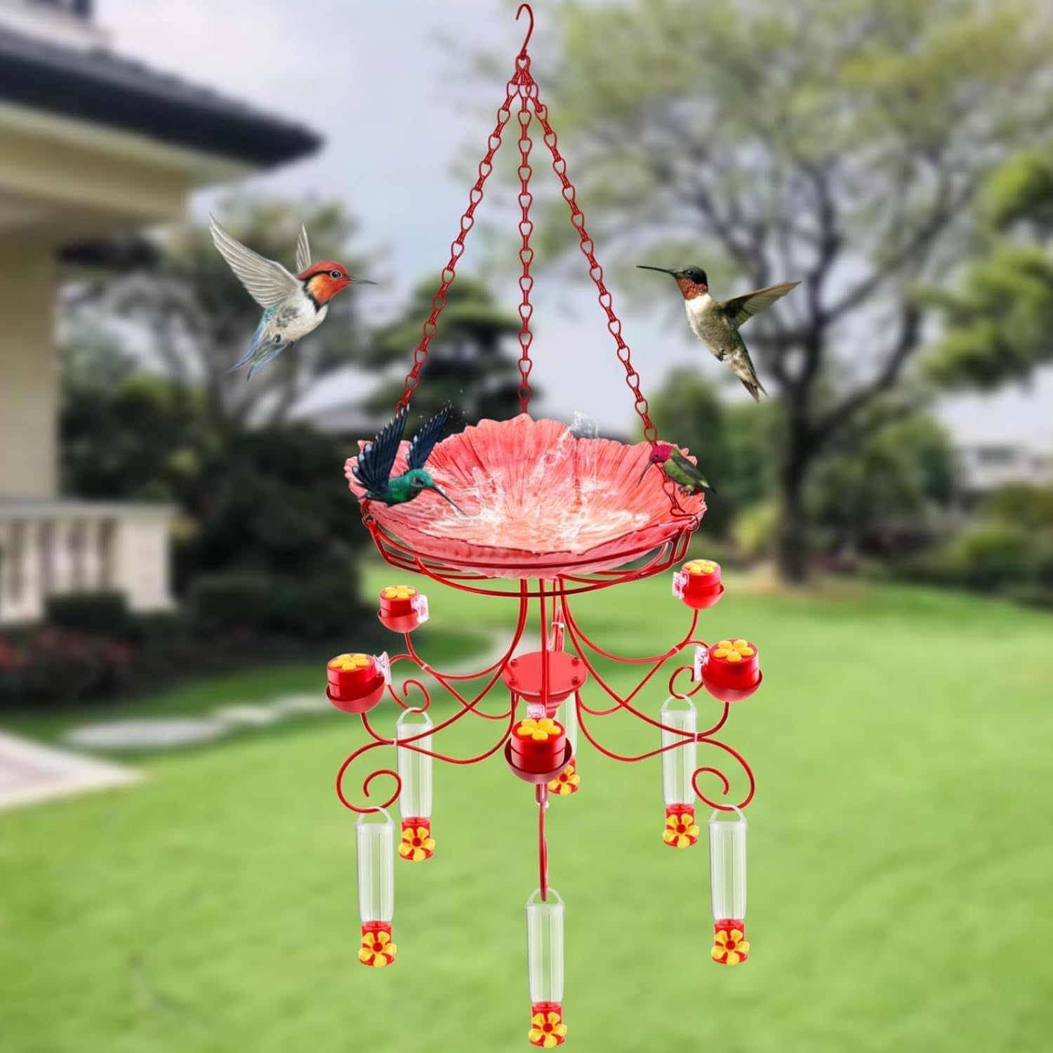 Amazon.com : Hummingbird Feeders for Outdoors with Bird Bath, 2 in 1 ...