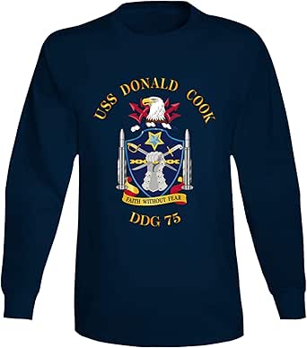 Amazon.com: Large - Navy - USS Donald Cook DDG-75 wo BckGrnd - L Sleeve ...