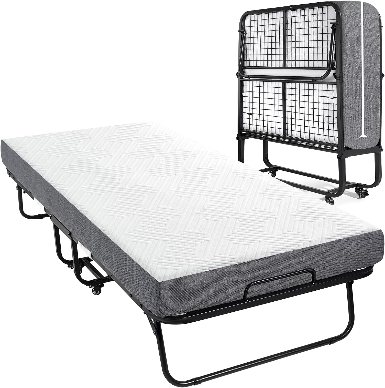 Amazon.com: EconoHome Folding Bed with Mattress - 75x38 Twin Size Bed ...