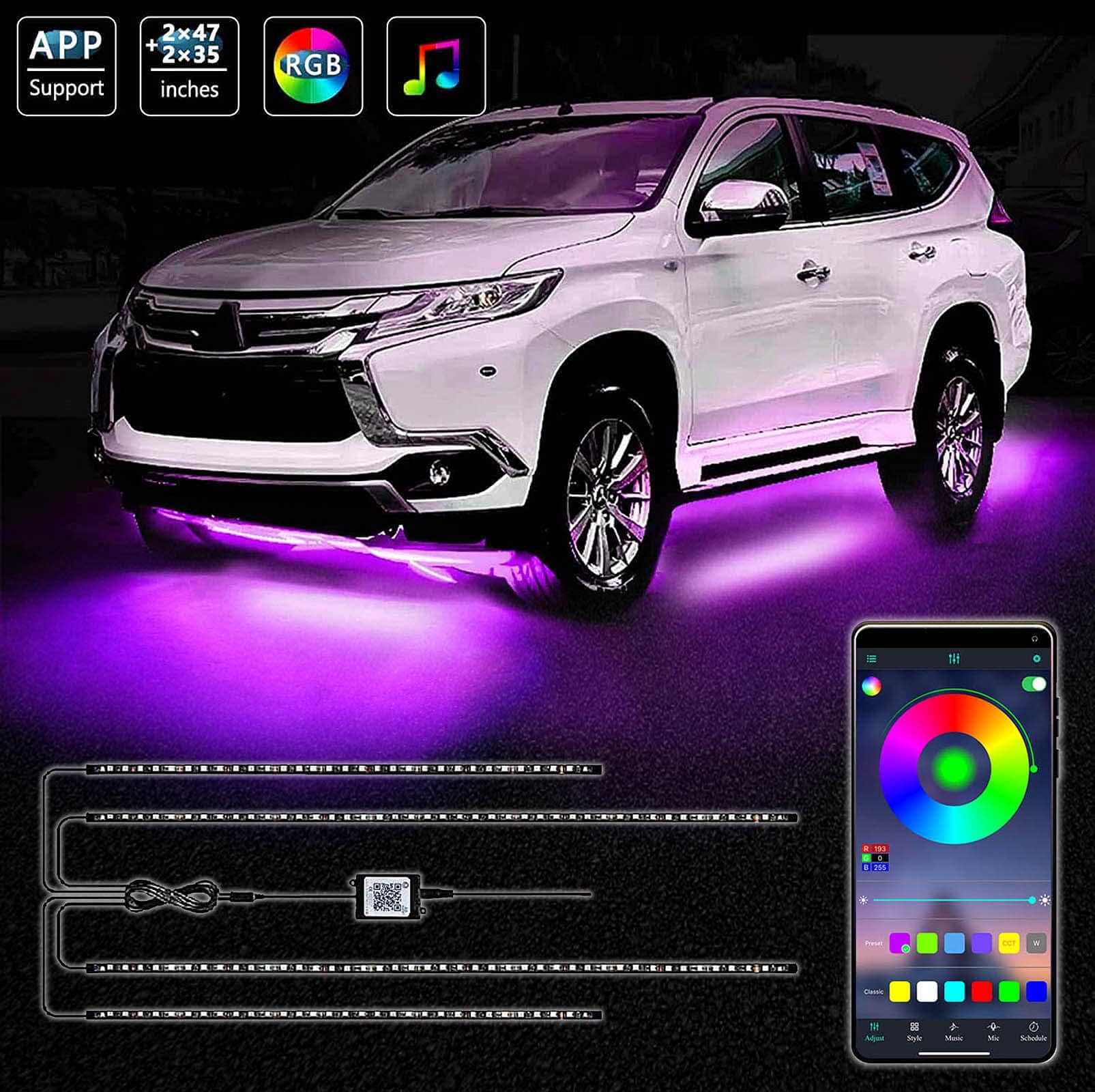 MAODANER Exterior Car Underglow LED Strip Lights, 16 Million Colors ...