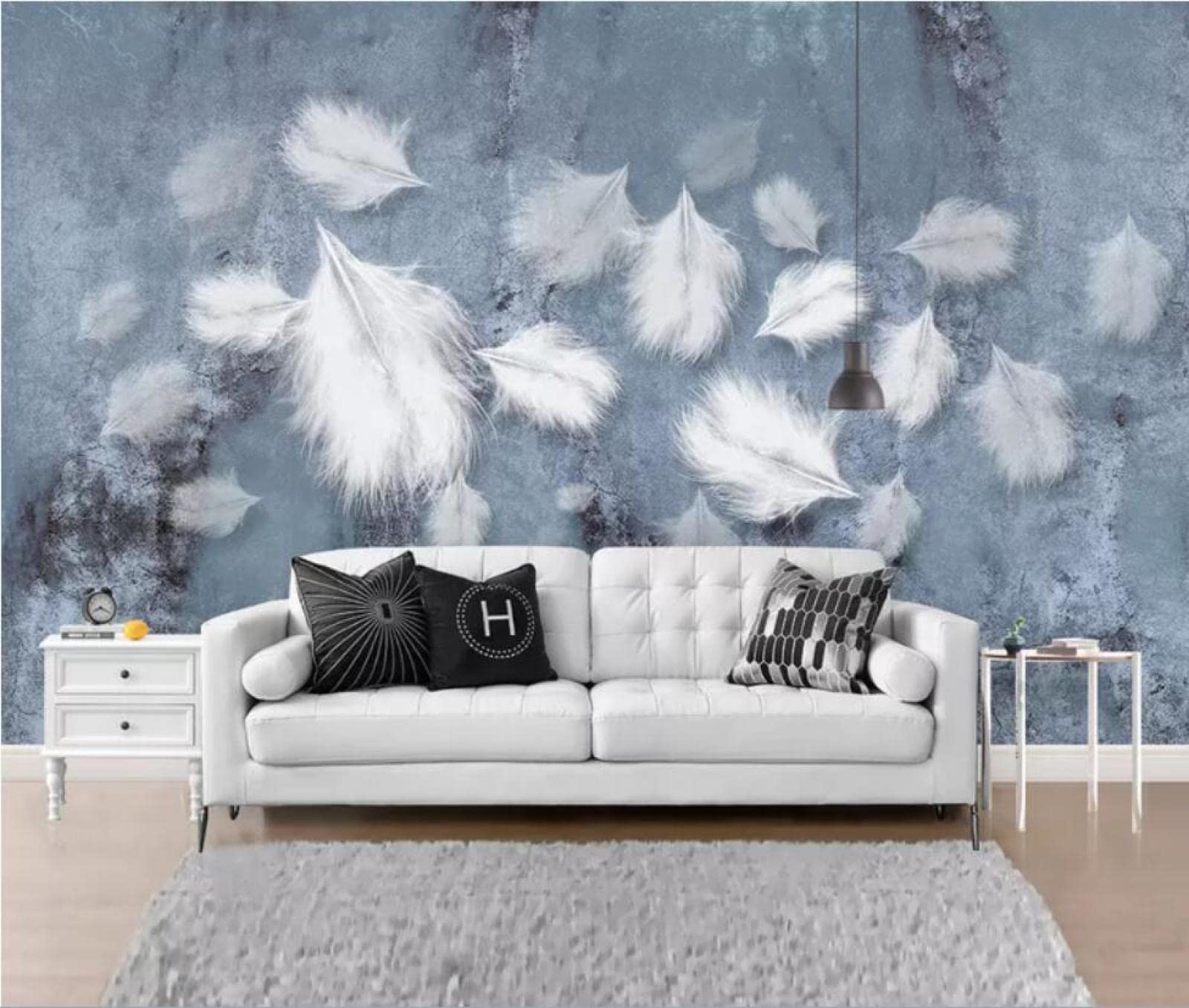 White Feather Textured Wallpaper