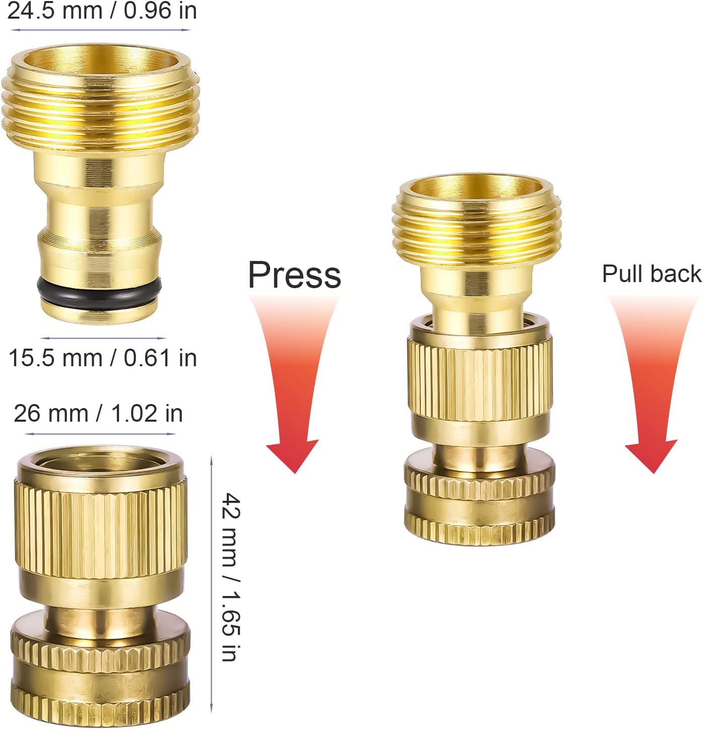 TOYMIS 2 Sets Garden Hose Tap Connector Kit, 3/4″ Brass Hose Connectors ...