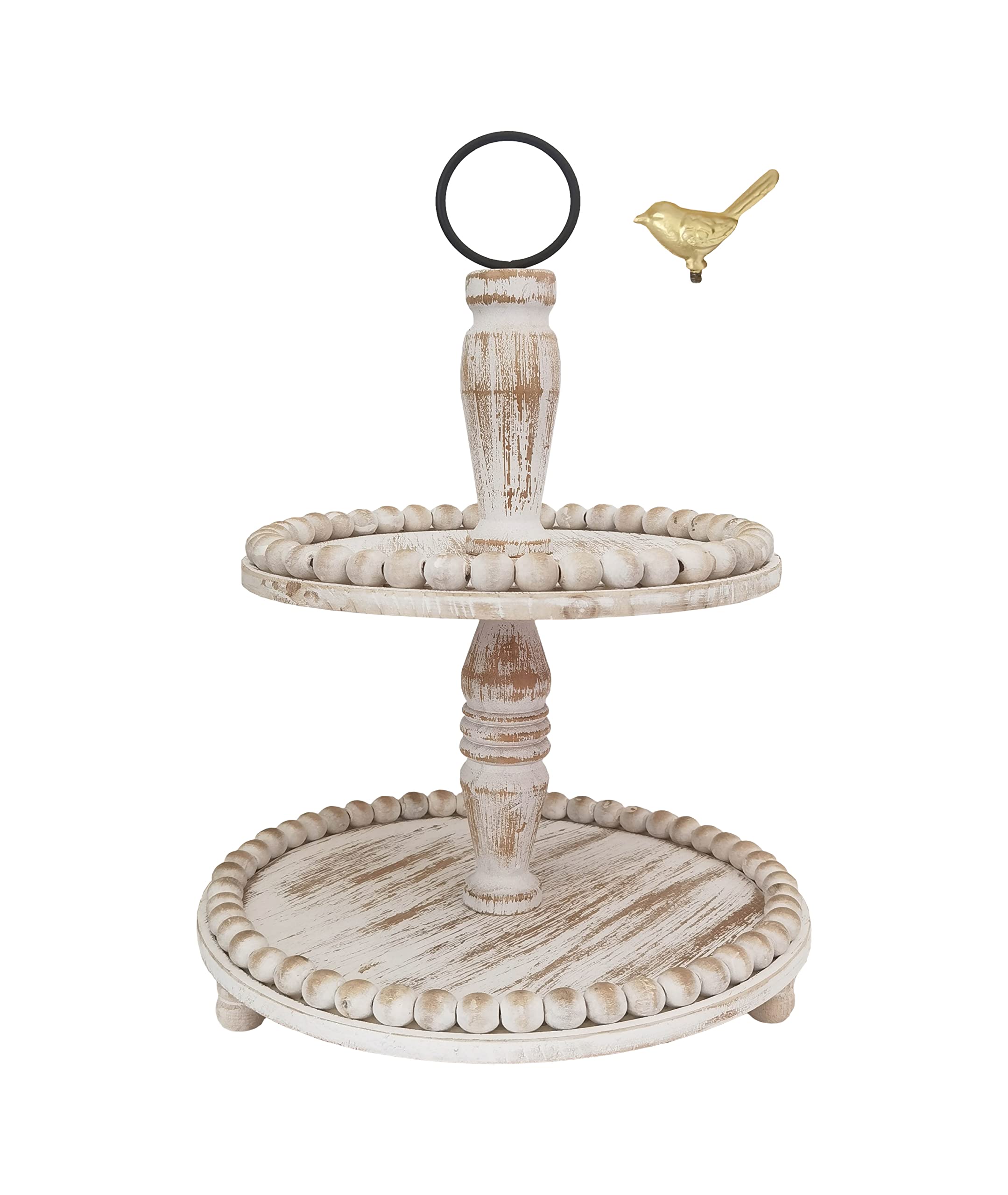 Amazon.com: Fulluxury Vintage 2 Tiered Tray with Two Handles (Hoop and ...