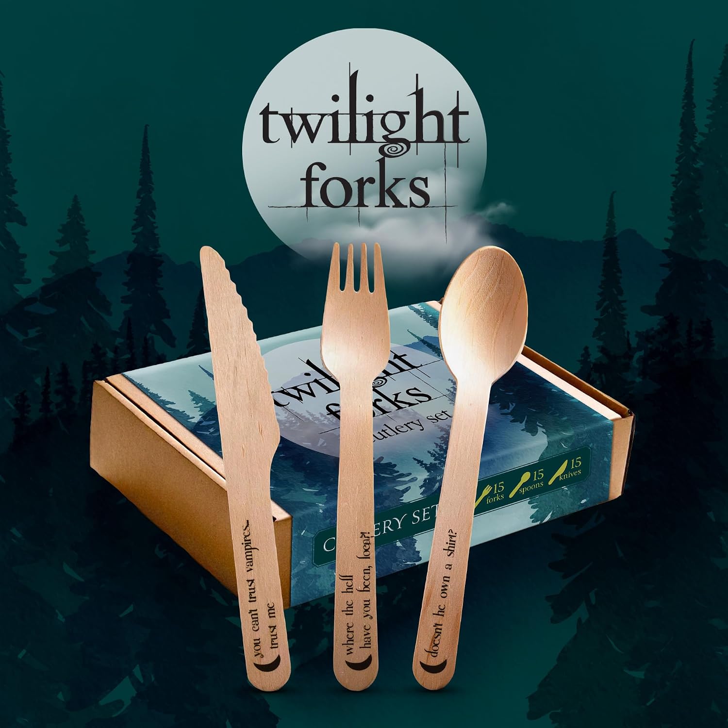 Amazon.com: Twilight Forks Disposable Cutlery Set with Iconic Saga ...