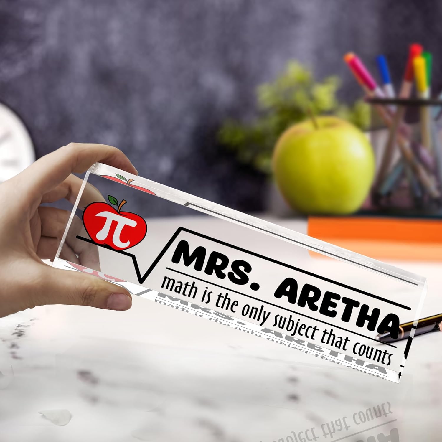 Amazon.com: Math Teacher Name Plate for Desk, Math Teacher Appreciation ...