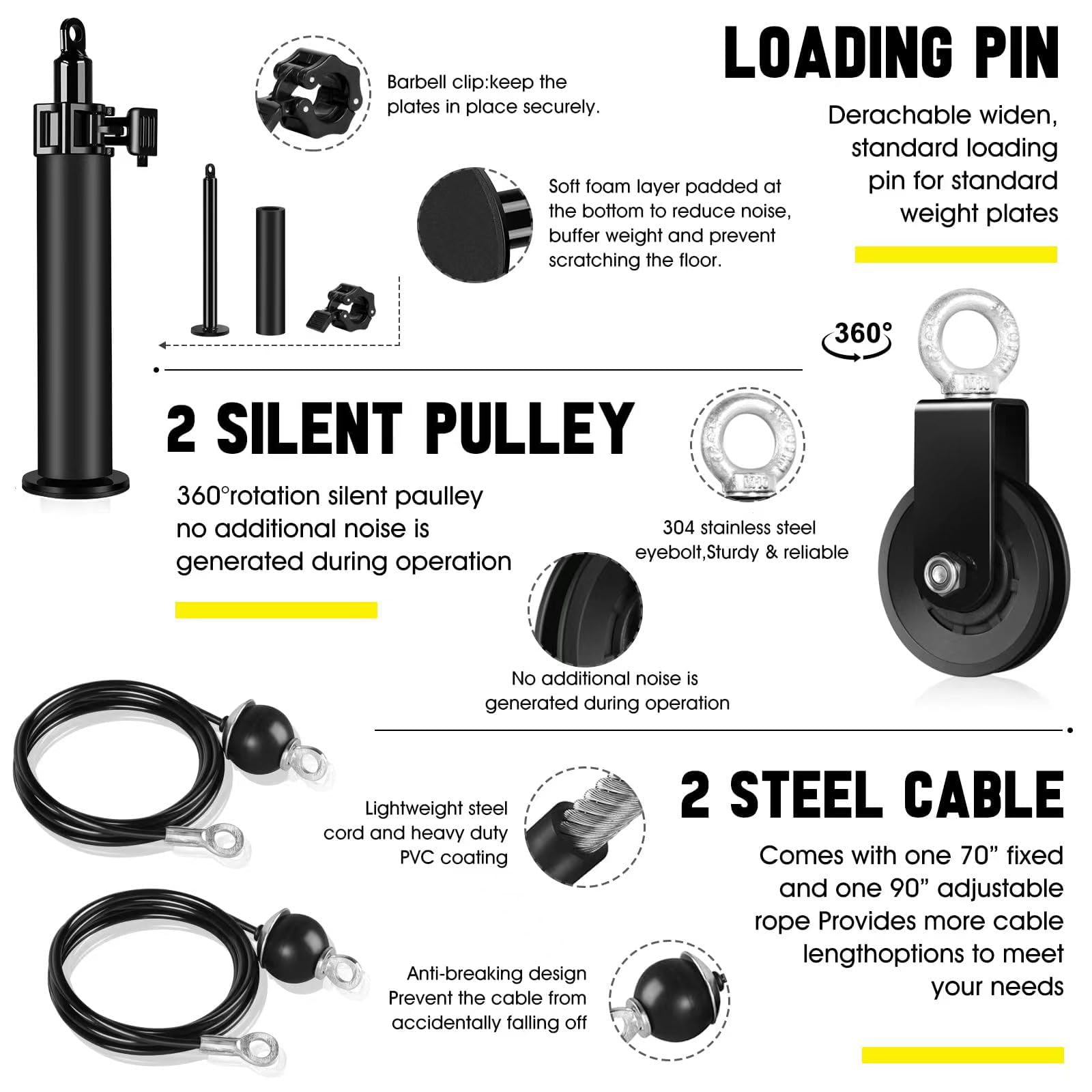 Snapklik.com : RENRANRING Weight Cable Pulley System Gym, Upgraded ...