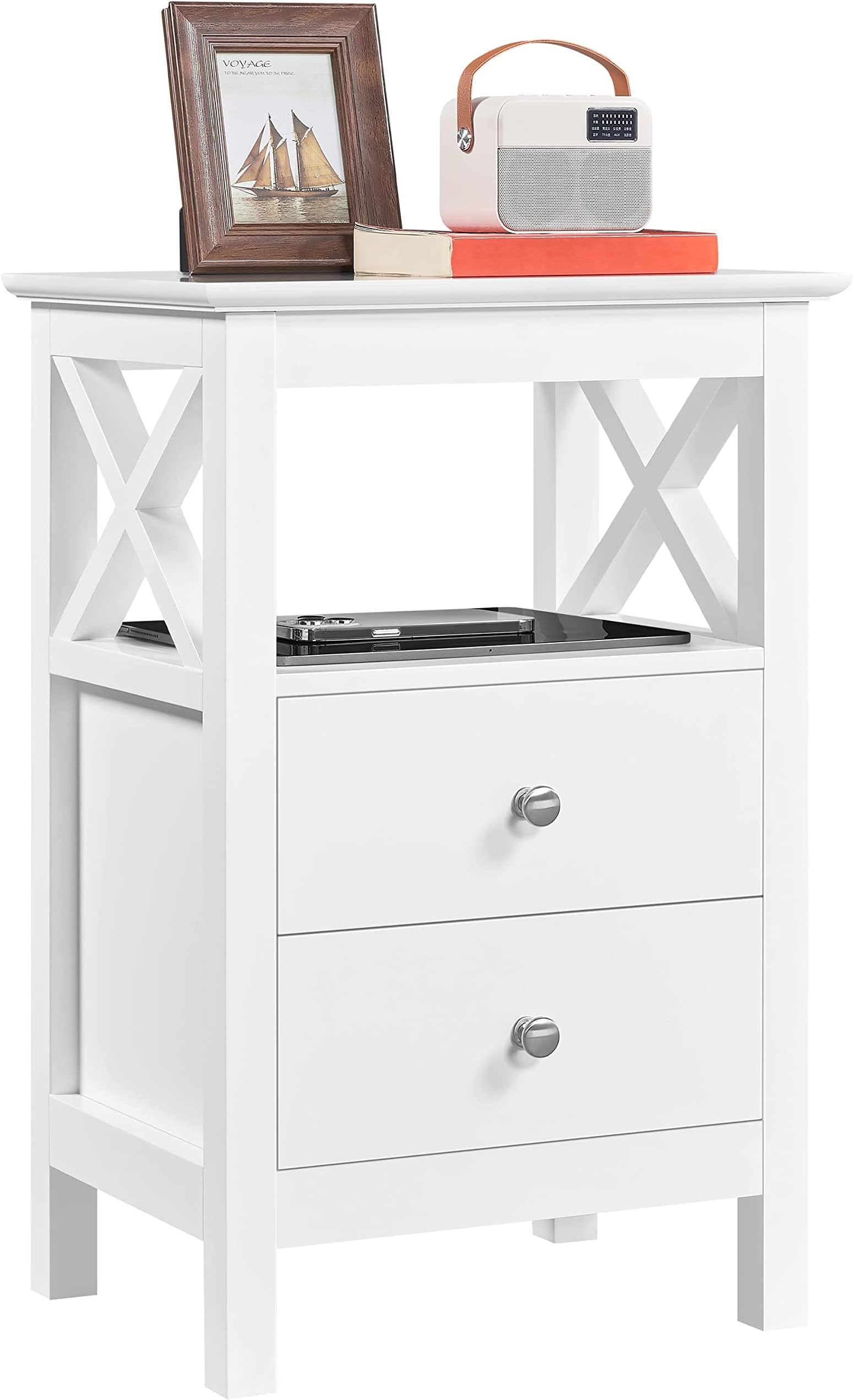 Youyijia Bedside Table 48 x 30 x 25cm White Bed Side Table Cabinet Side ...