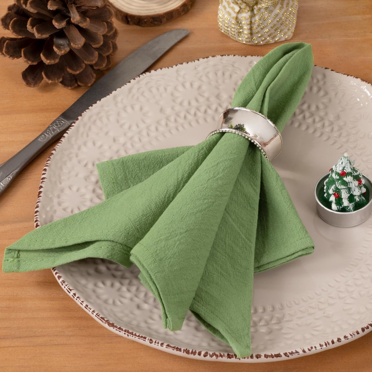 Amazon.com: Socomi Linen Napkins Green Easter Spring Cloth Napkins Bulk ...