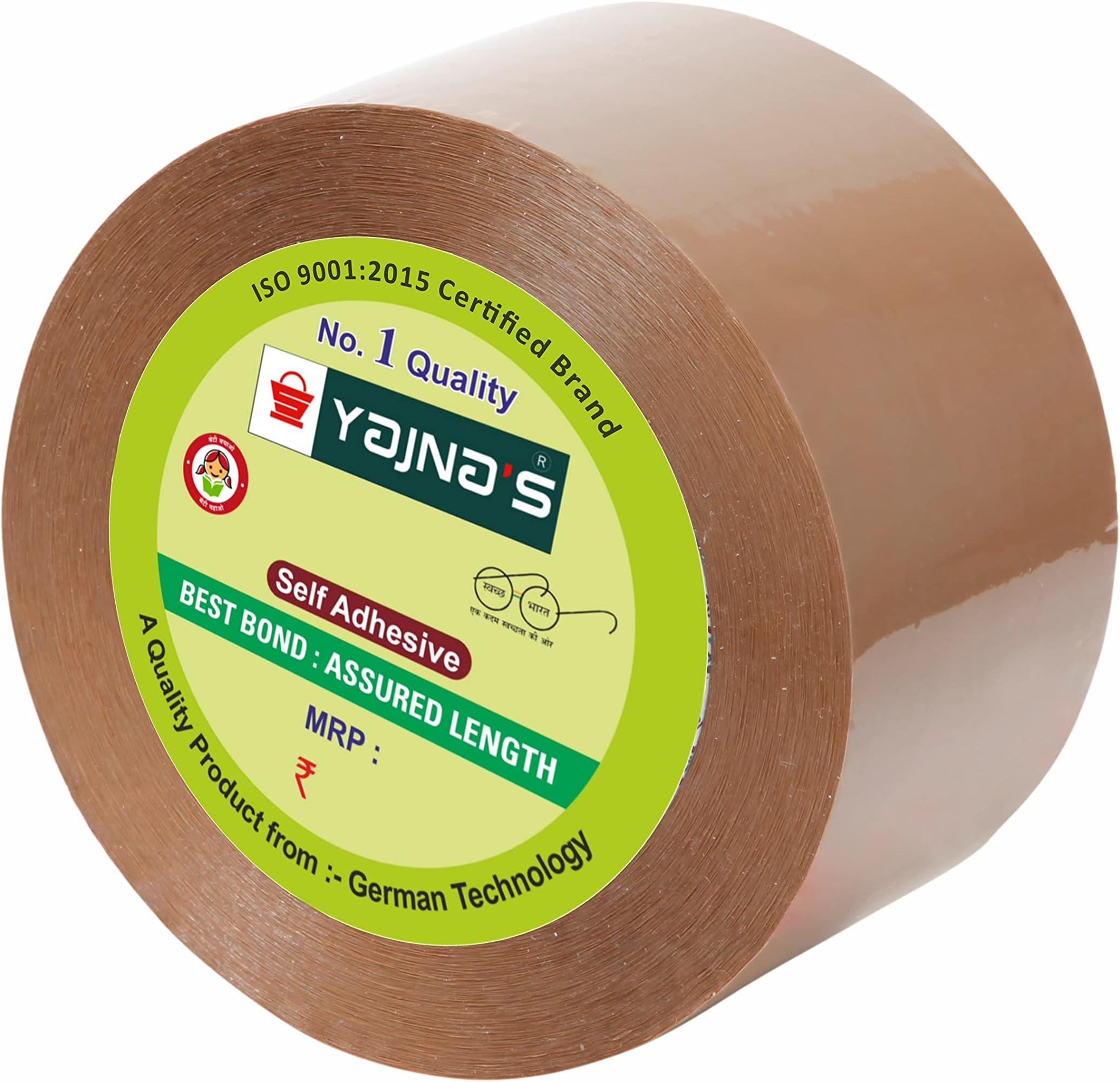 YAJNAS 3 Inch 100 Meters, Pack of 1, 50 Microns Brown BOPP Tape Self ...