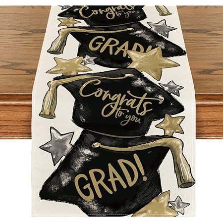 Amazon.com: Burlap Graduation Table Runner Decoration 72×13inch Jute ...