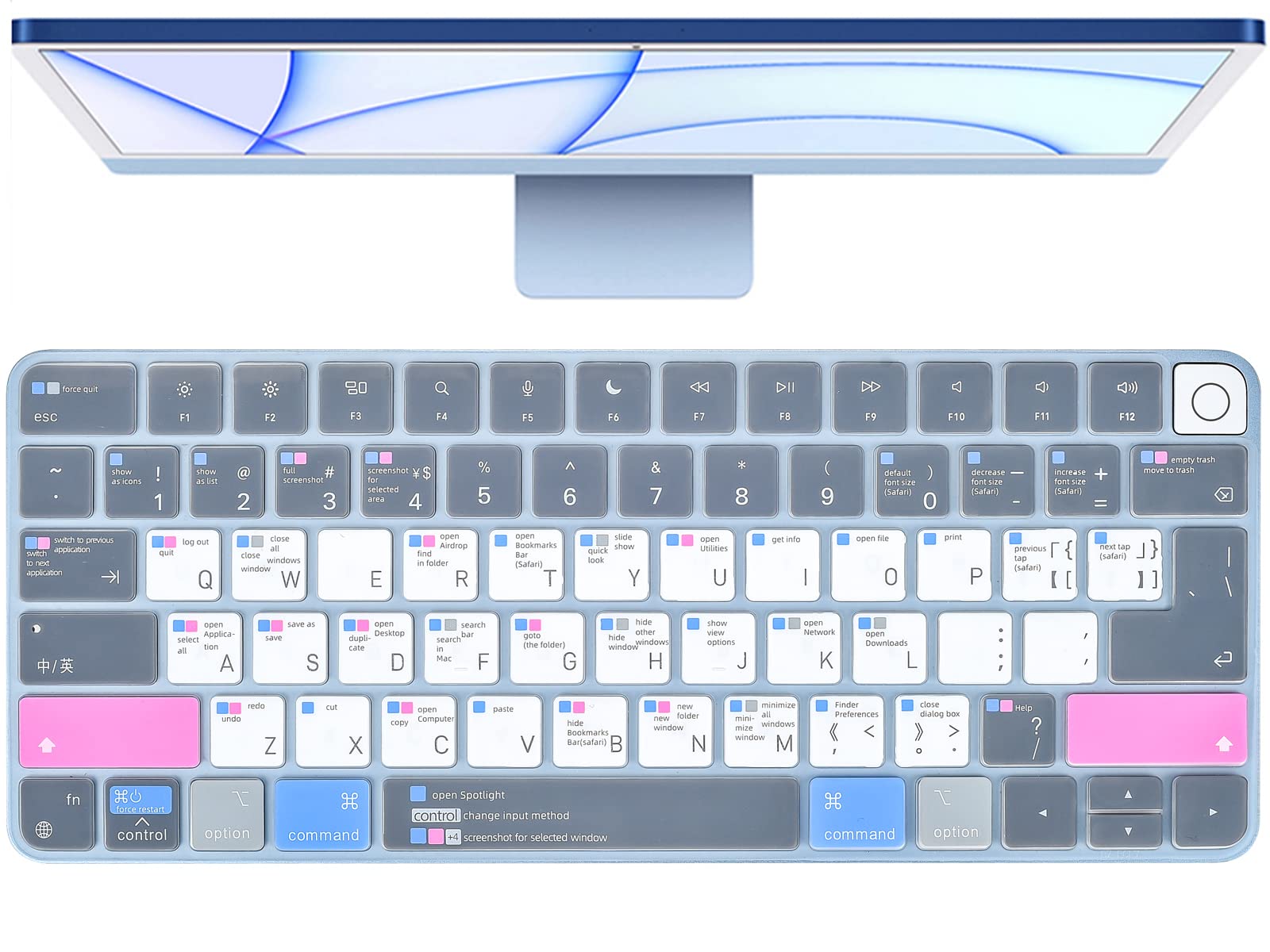 Buy imComor Apple iMac Shortcut Keyboard Cover for 2021 New iMac 24 ...
