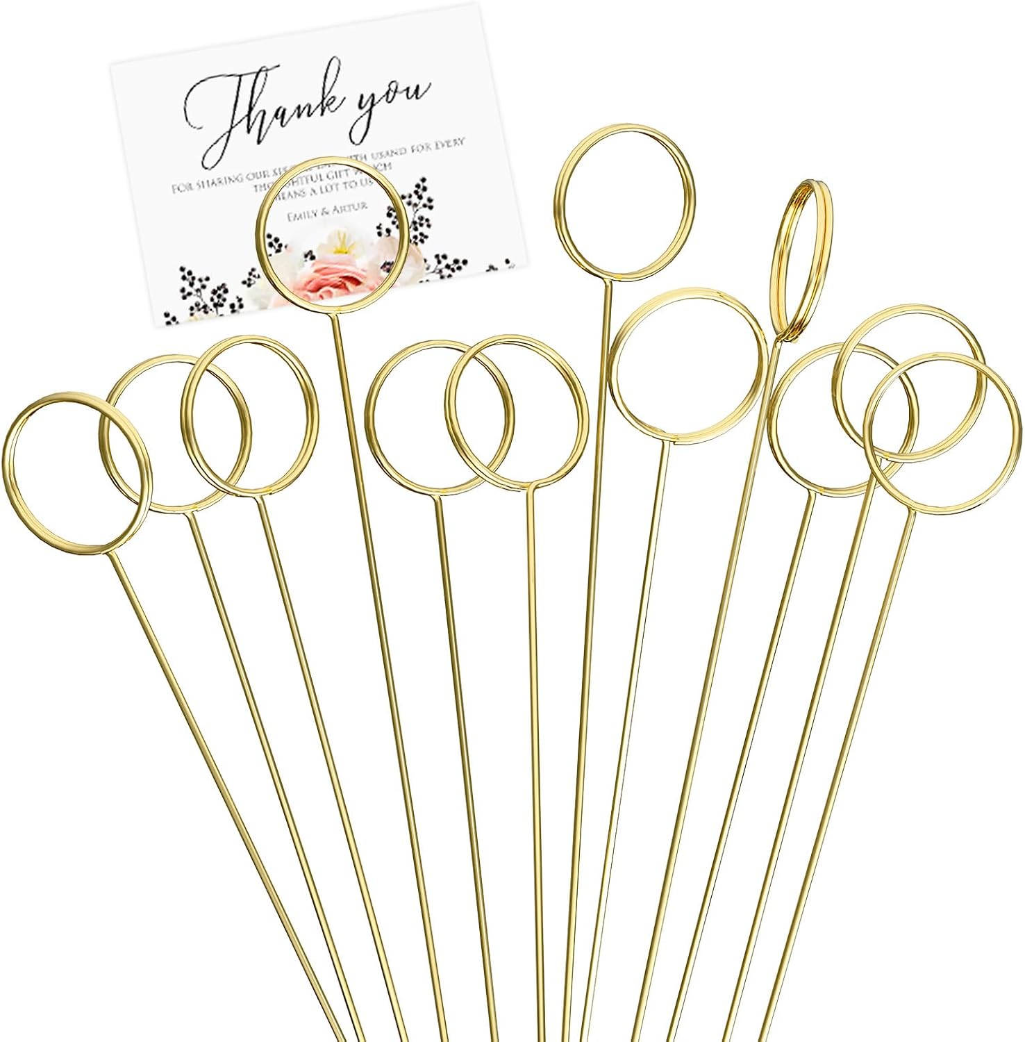 Amazon.com: JICYOUP 30 Pack Strong Grip Gold Floral Card Holder Picks ...